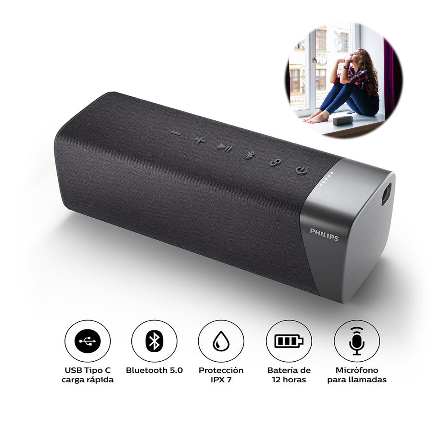 Ripley - PARLANTE INALÁMBRICO PHILIPS BLUETOOTH 5.0 IPX7 TAS5505