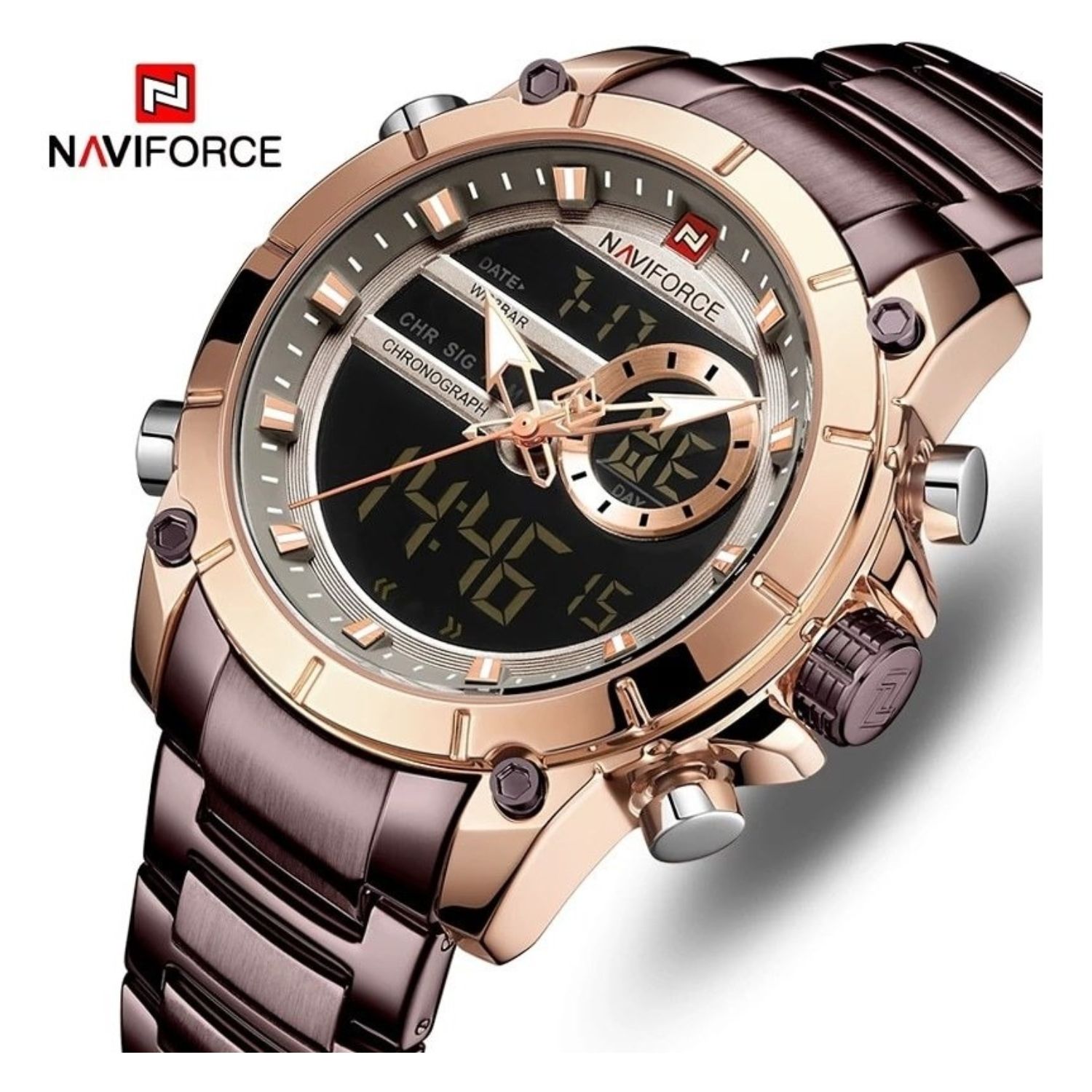 Ripley - RELOJ NAVIFORCE NF9163M ANALOGICO Y DIGITAL DE ACERO