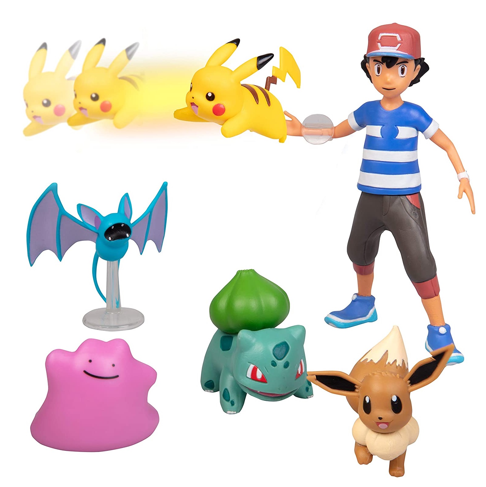 Ripley - SET DE 6 FIGURAS ASH PIKACHU EEVEE BULBASAUR DITTO